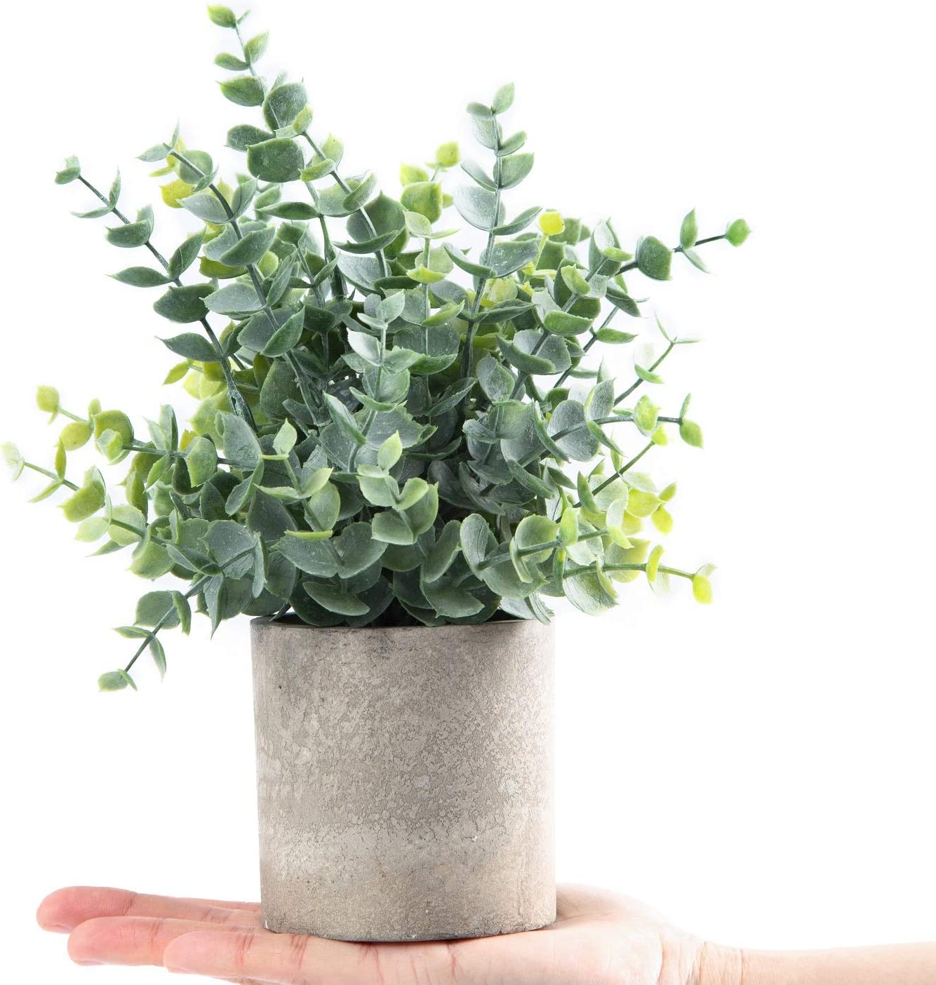 Coferset 2 Pack Small Fake Plants Eucalyptus Potted Artificial Plants ...