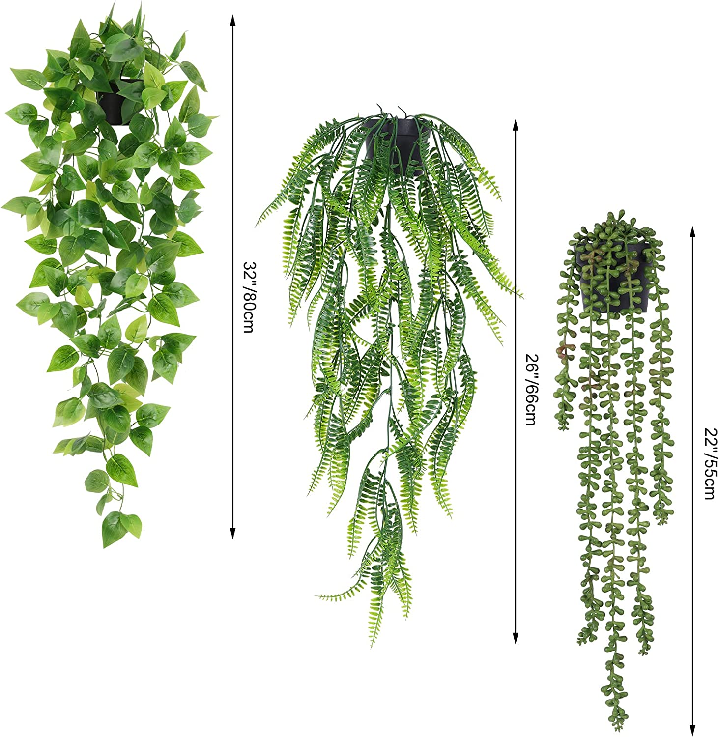 CEWOR Artificial Hanging Plants, 6 Pack Fake Hanging Plant Faux Potted ...